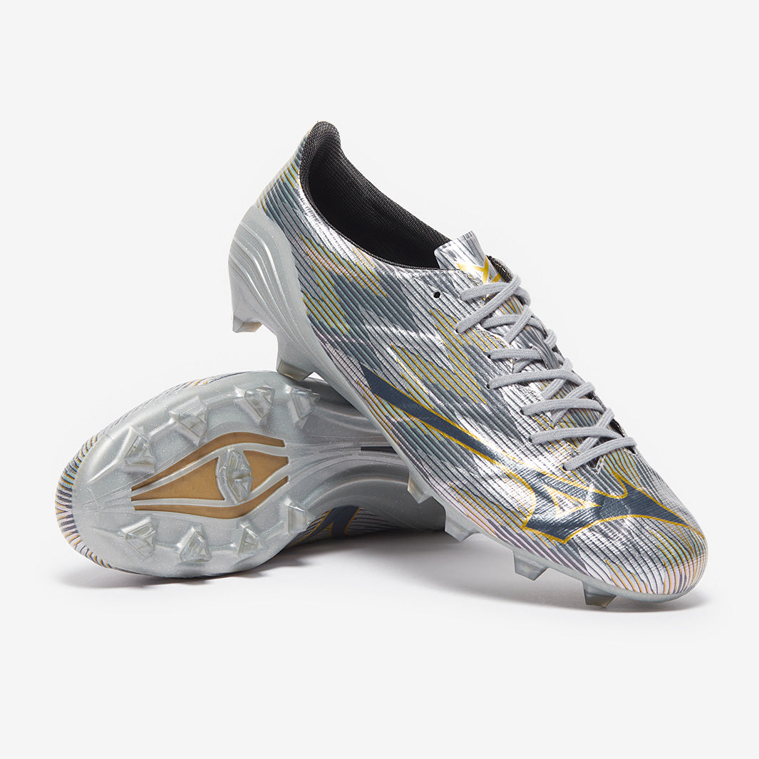 Mizuno Alpha II Elite FG - Galaxy Silber/Gold - Erwachsenen Fußballschuhe